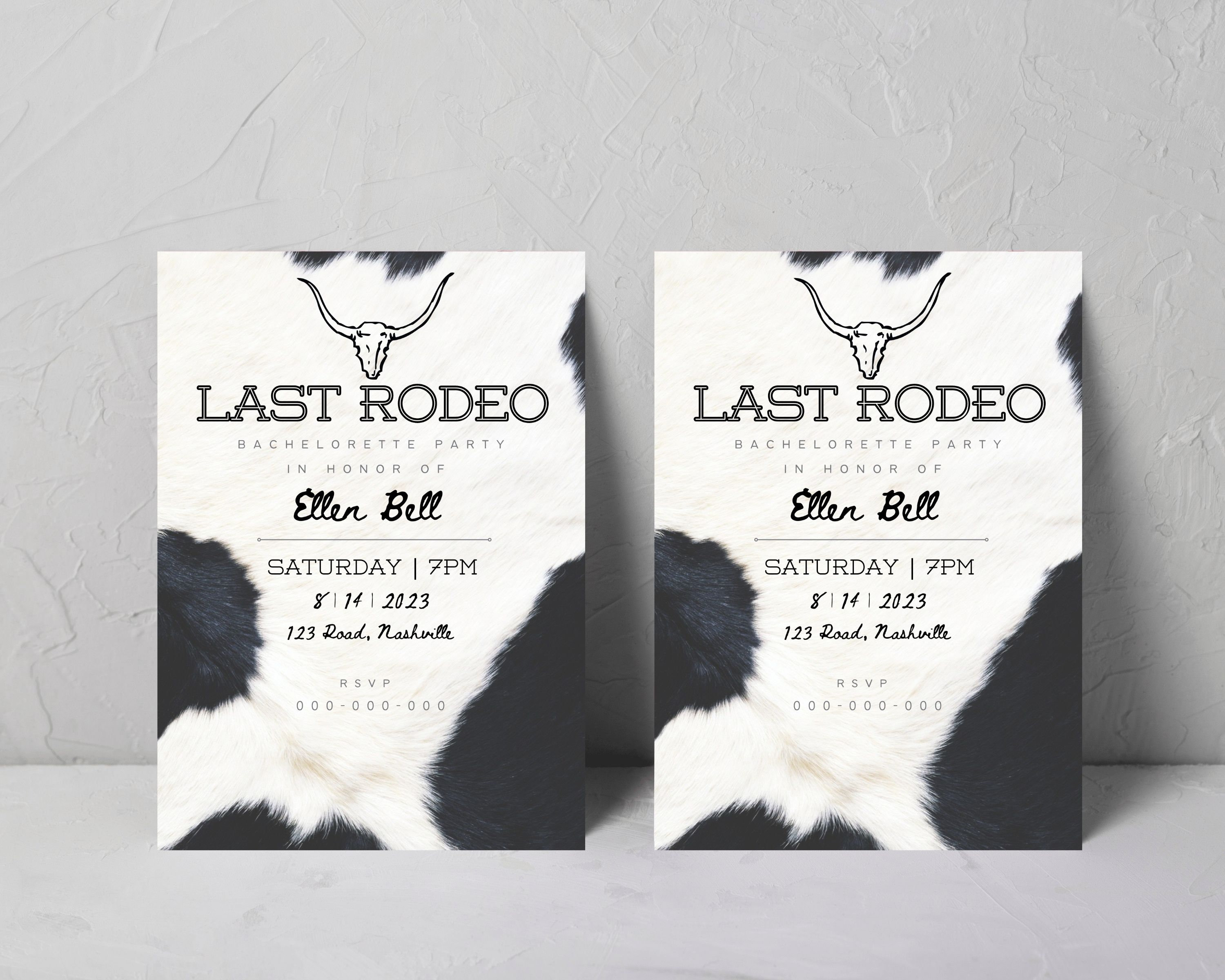 Cow Rodeo Bachelorette Invitation | Western Bachelorette | Last Rodeo ...