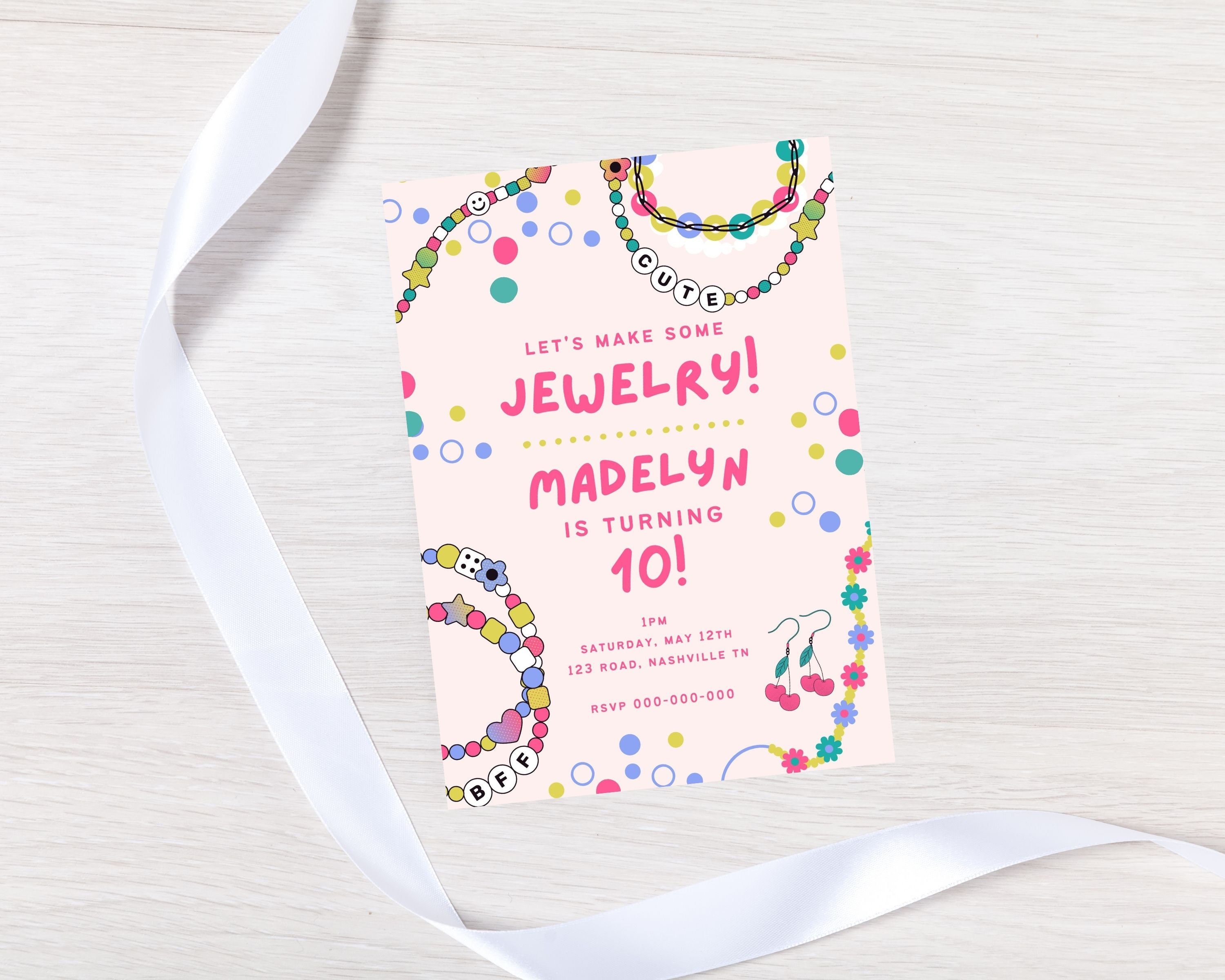 Jewelry Making Party Invitation Jewelry Birthday Invite Craft Birthday ...