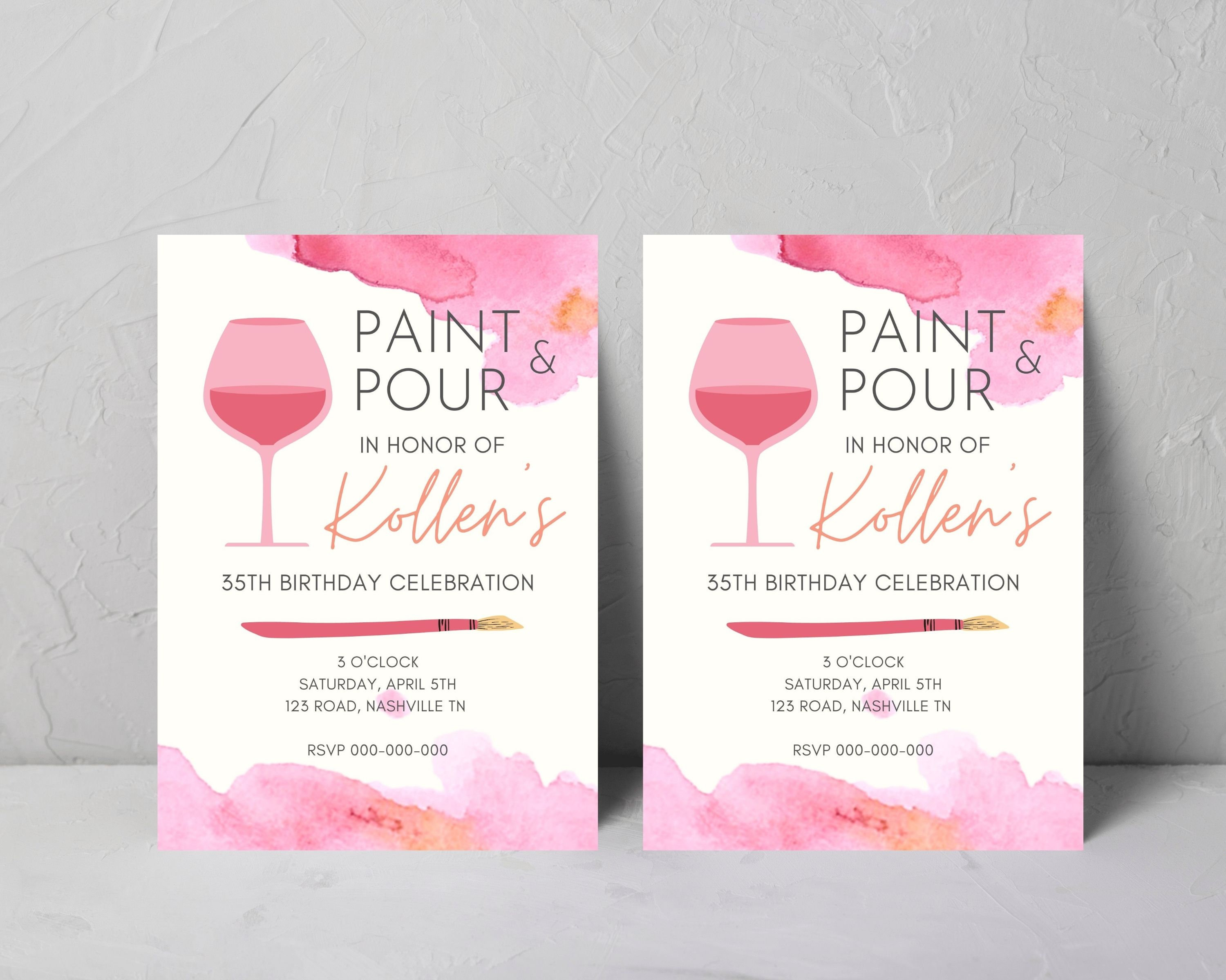 Paint and Sip Invite | Paint and Wine | Invitation Template - Etsy