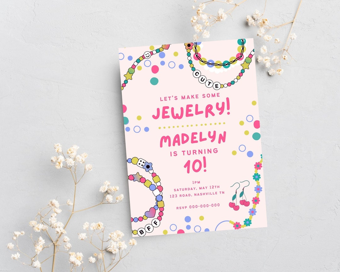Jewelry Making Party Invitation Jewelry Birthday Invite Craft Birthday ...