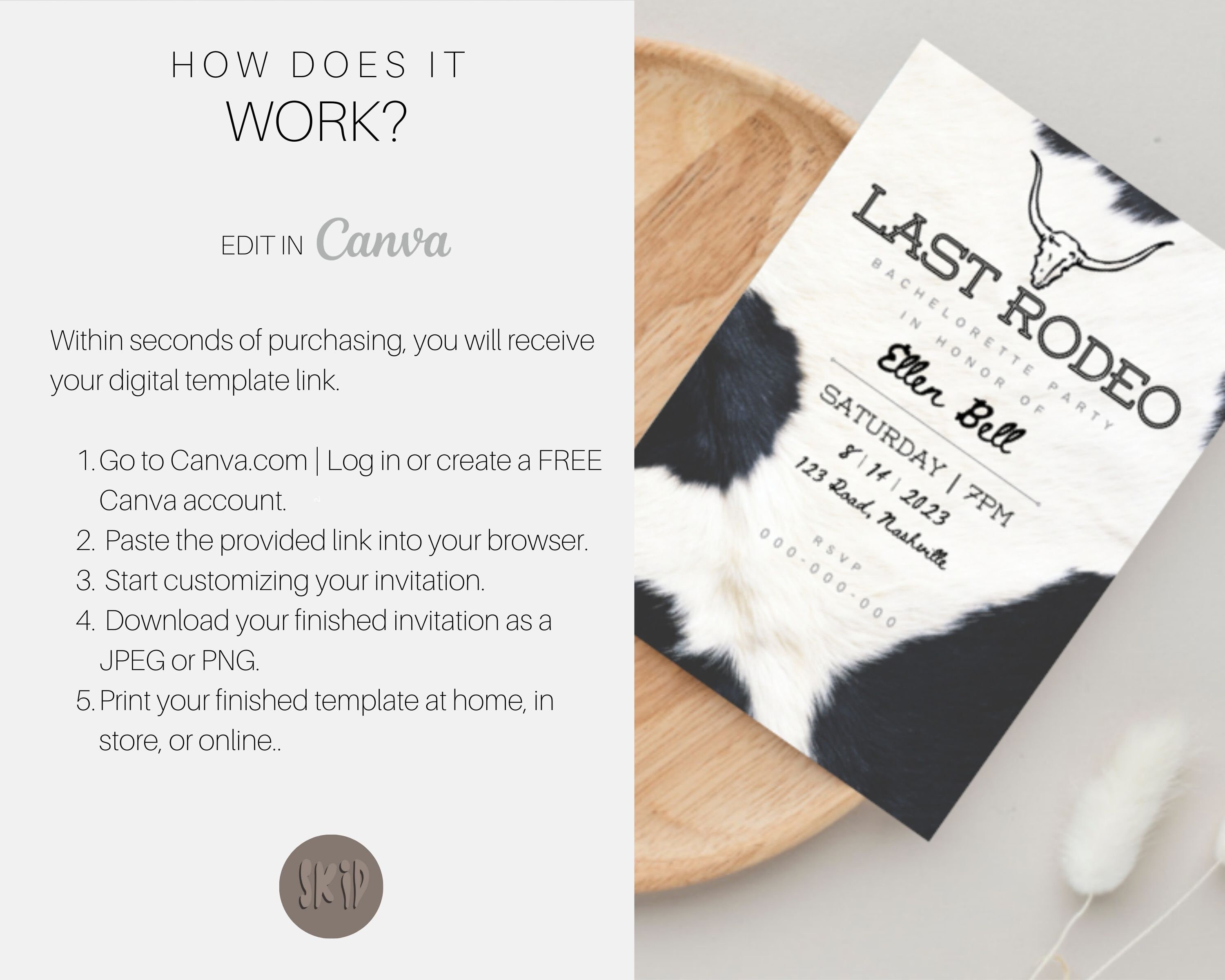 Cow Rodeo Bachelorette Invitation | Western Bachelorette | Last Rodeo ...