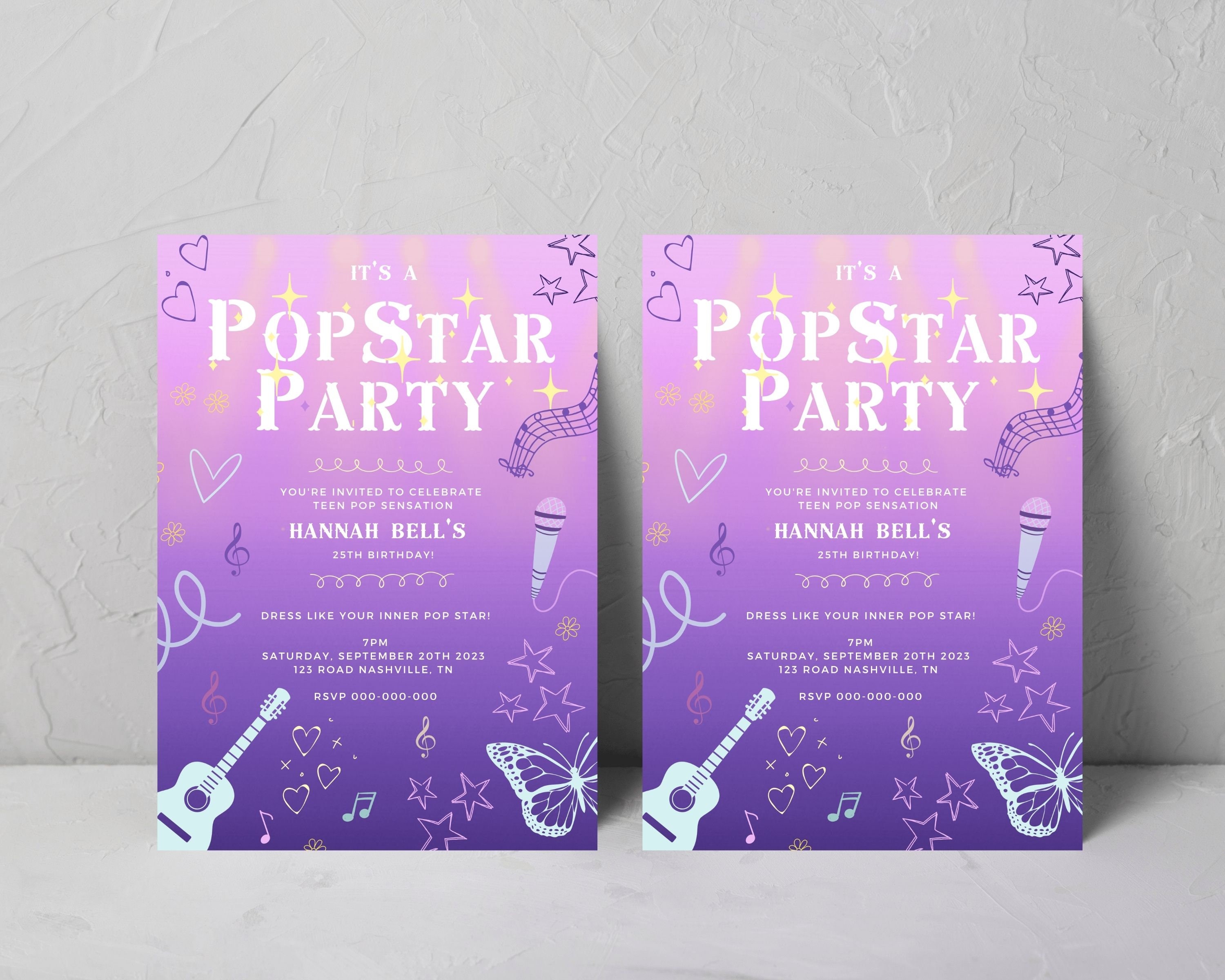 Pop Star Party Invite | Rock Star Party | Y2K Birthday Invitation ...