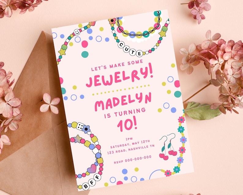 Jewelry Making Party Invitation Jewelry Birthday Invite Craft Birthday ...