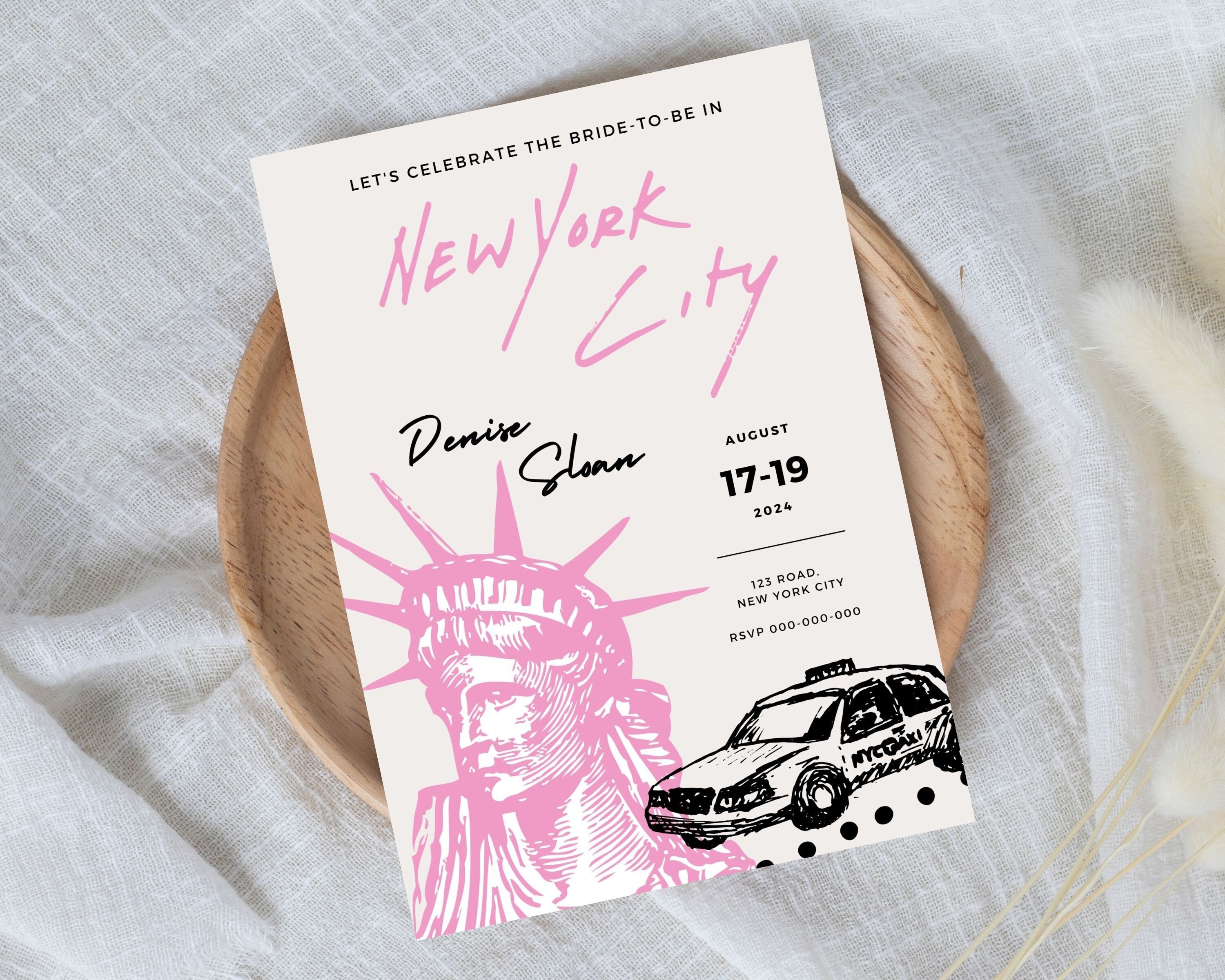 NYC Itinerary Bachelorette Invite | NYC Bachelorette Weekend Invitation ...