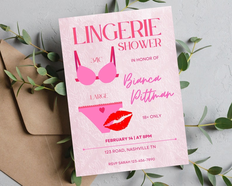 Lingerie Shower Invitation Canva Template Etsy