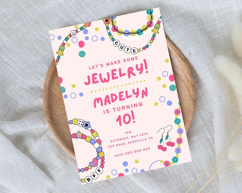 Jewelry Making Party Invitation | Jewelry Birthday Invite | Craft ...