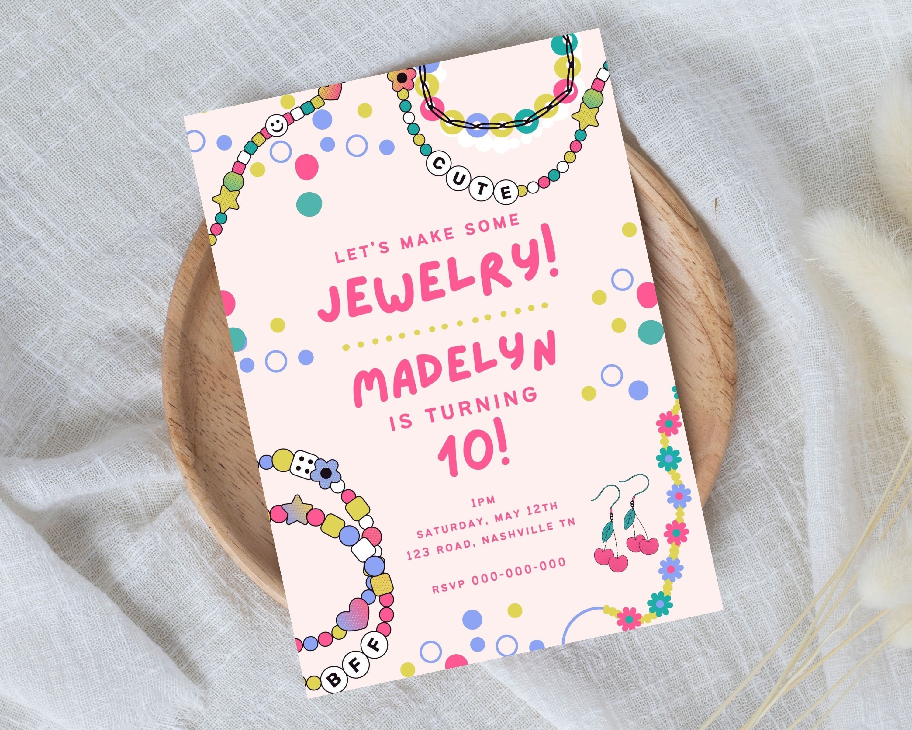 Jewelry Making Party Invitation Jewelry Birthday Invite Craft Birthday ...