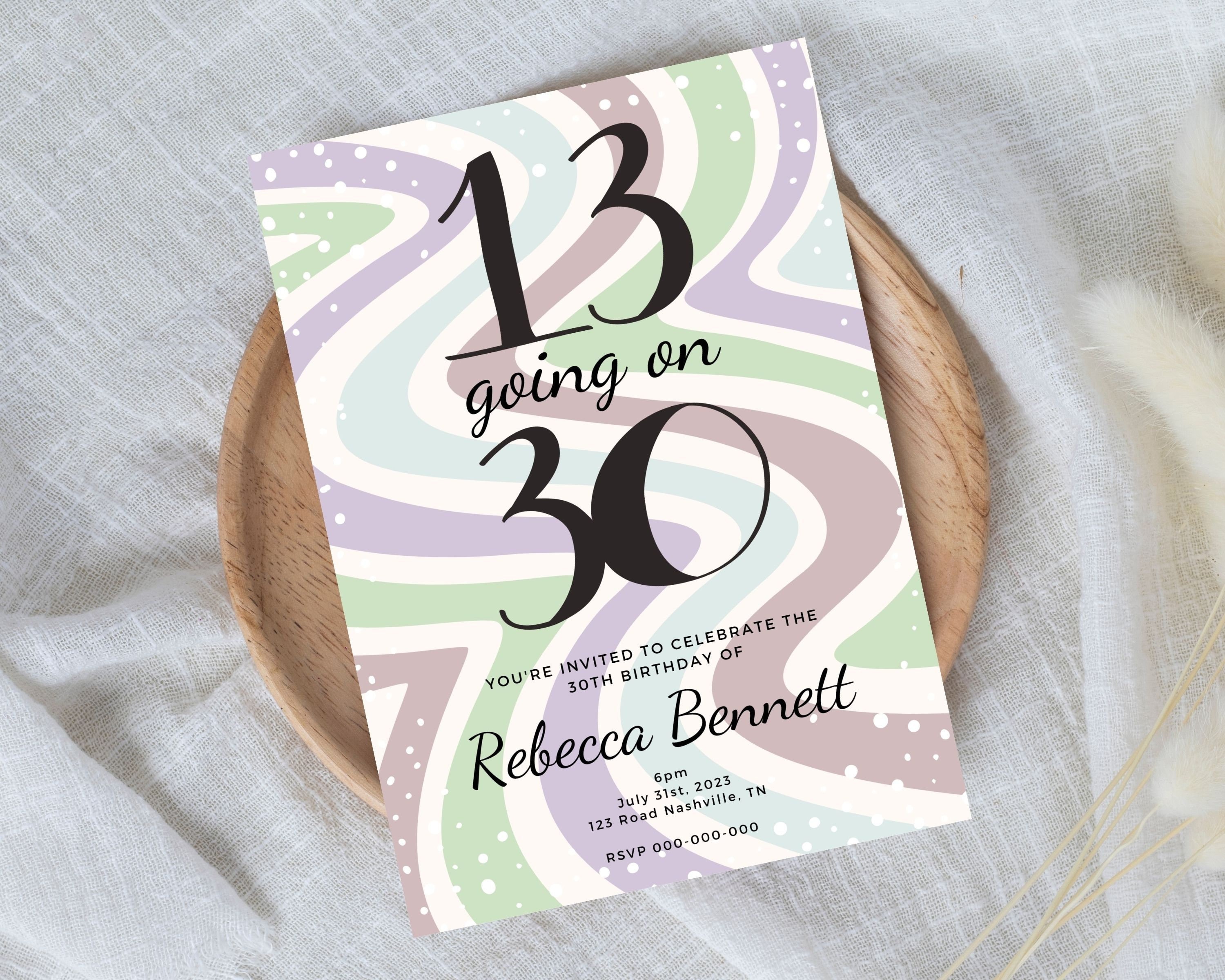 13 Going on 30 Birthday Invite | 30th Birthday Invitation | Canva ...