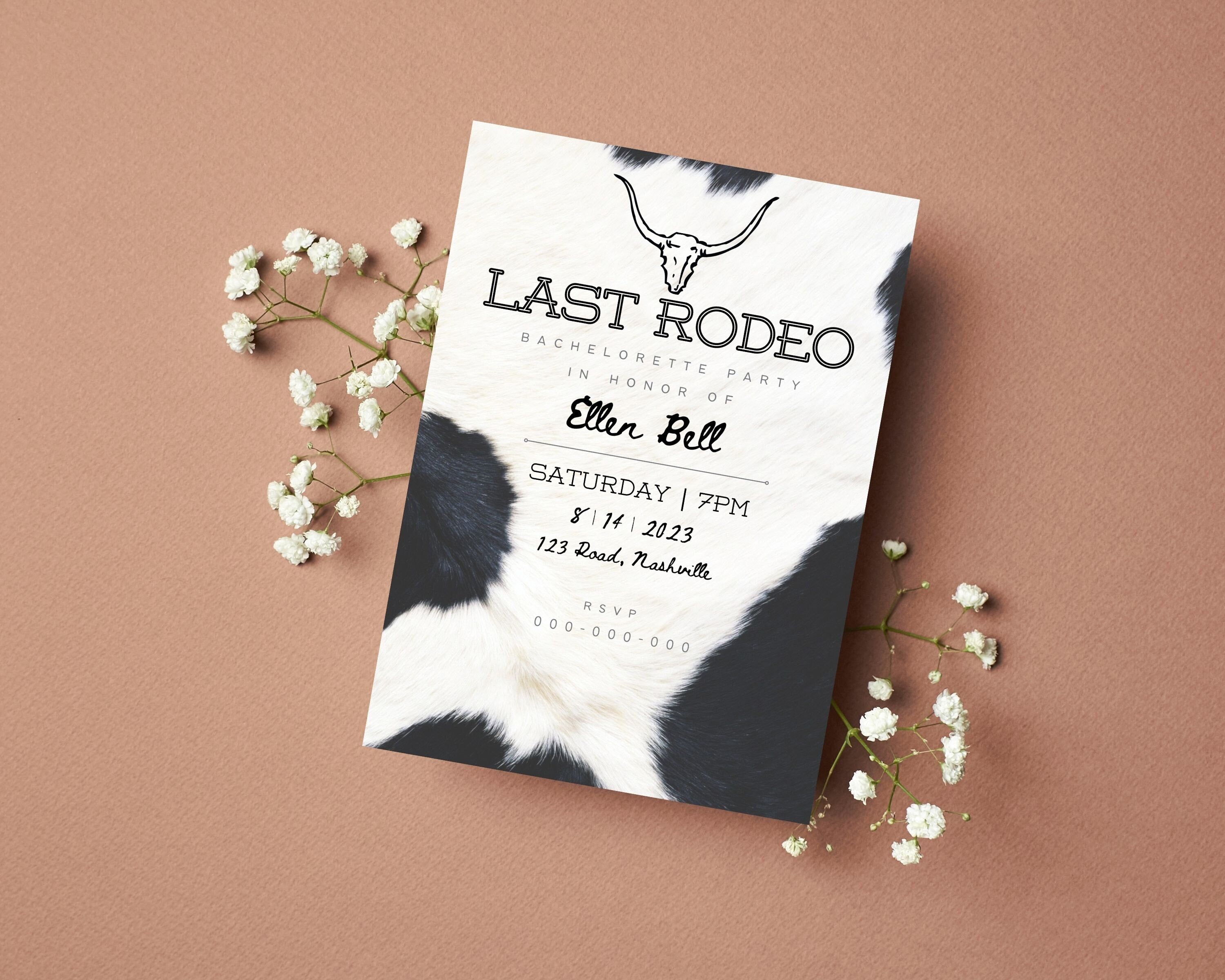 Cow Rodeo Bachelorette Invitation | Western Bachelorette | Last Rodeo ...