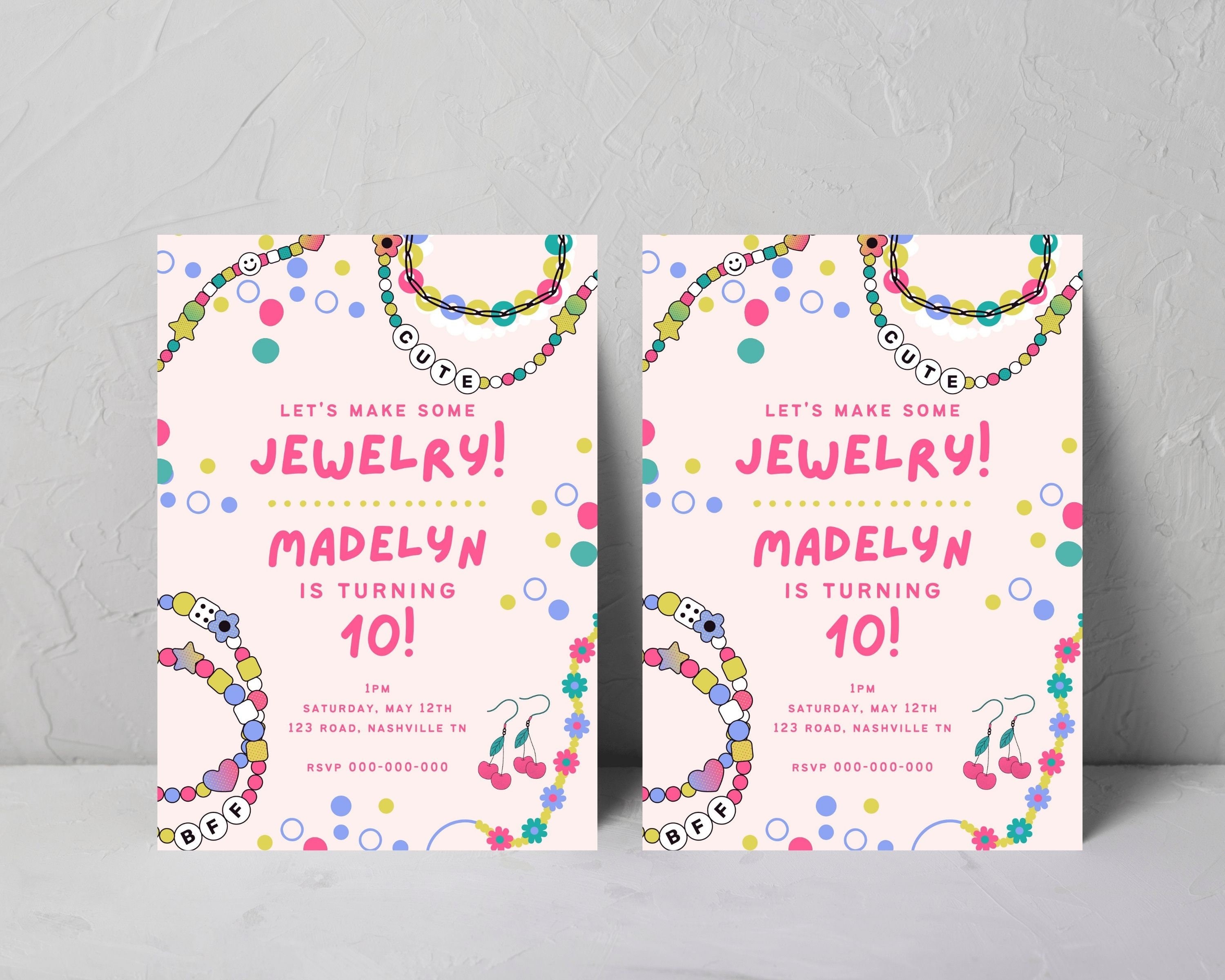 Jewelry Making Party Invitation Jewelry Birthday Invite Craft Birthday ...