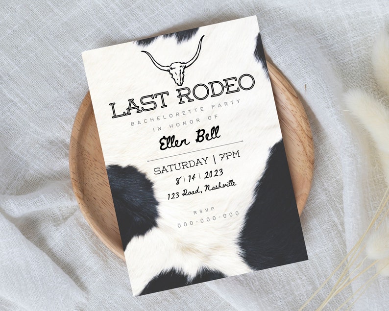 Cow Rodeo Bachelorette Invitation | Western Bachelorette | Last Rodeo ...