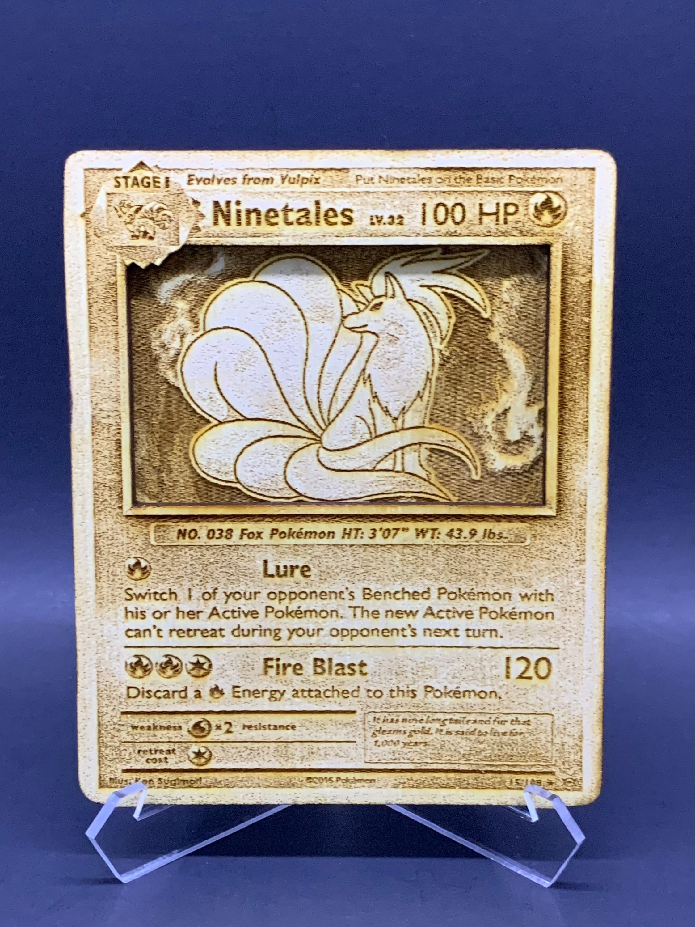 Custom Wood Pokémon Ninetails Card - Etsy
