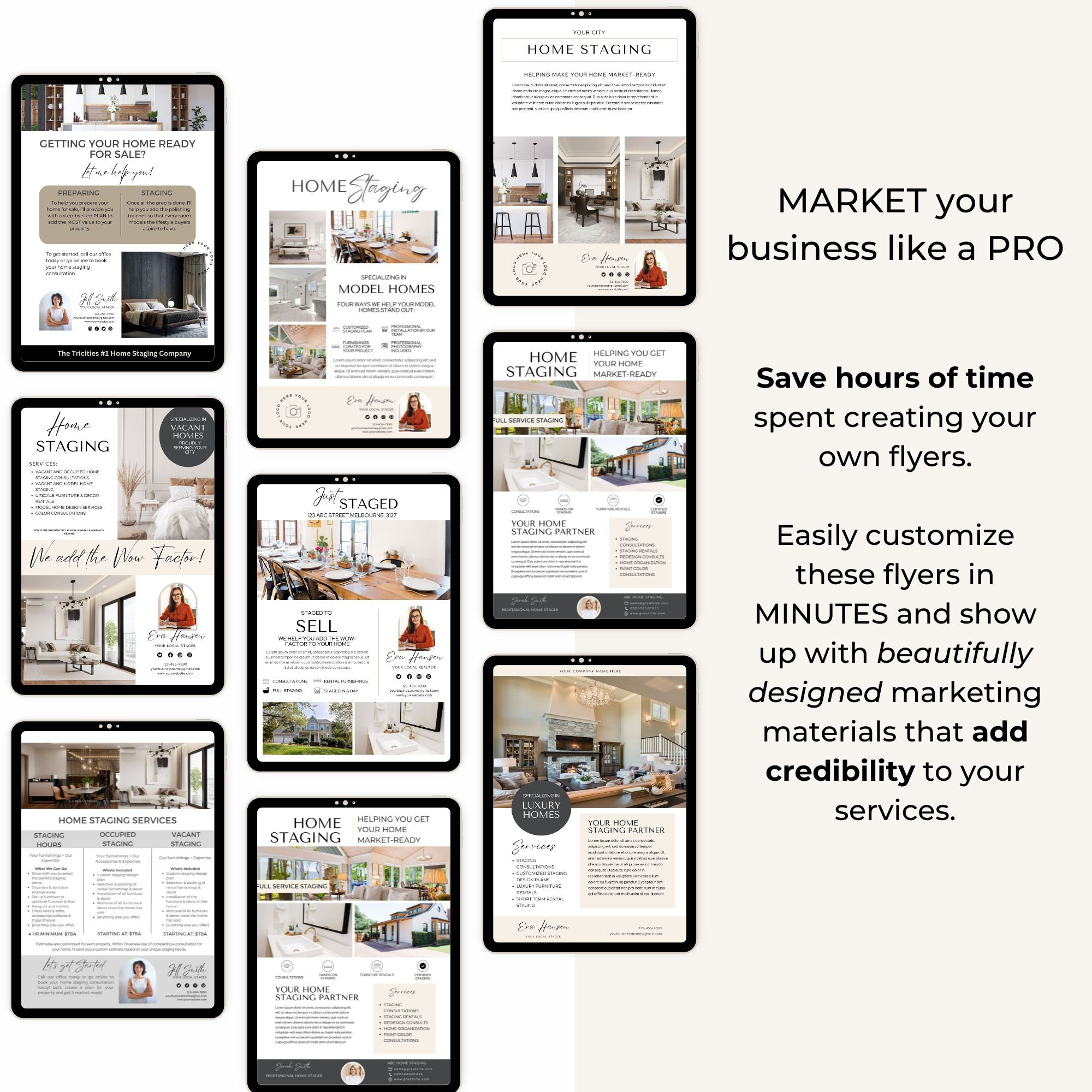 Home Staging Flyer Templates Bundle, Canva Templates, Just Staged Flyer ...