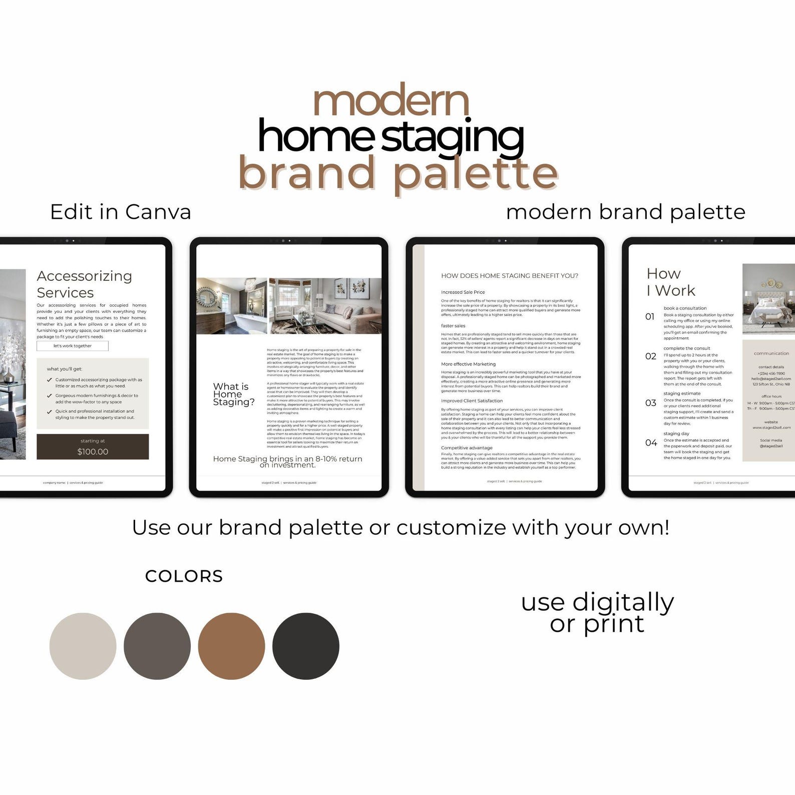 Home Staging Pricing + Services Guide: Canva Marketing Template for ...