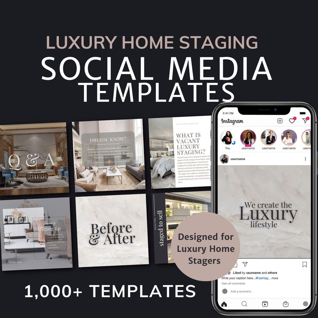 Luxury Home Staging Social Media Templates: Canva Instagram Posts ...