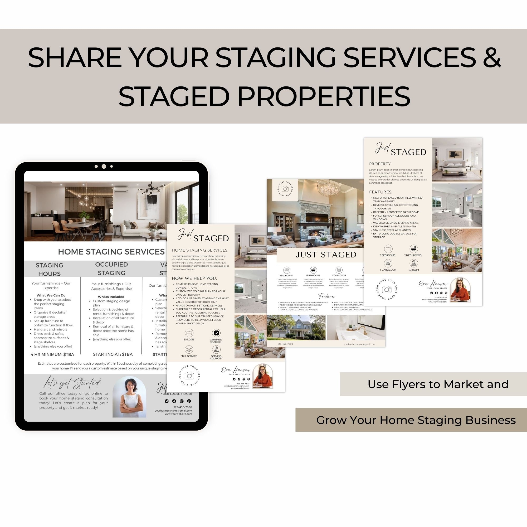 Home Staging Flyer Templates Bundle, Canva Templates, Just Staged Flyer ...