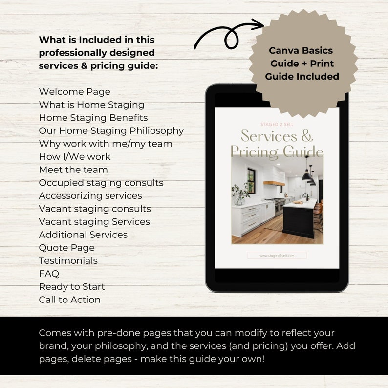 Home Staging Pricing & Services Guide Customizable Canva Template ...