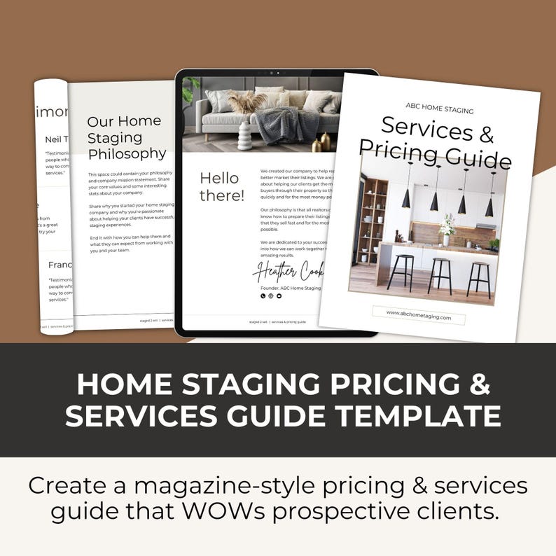 Home Staging Pricing + Services Guide: Canva Marketing Template for ...