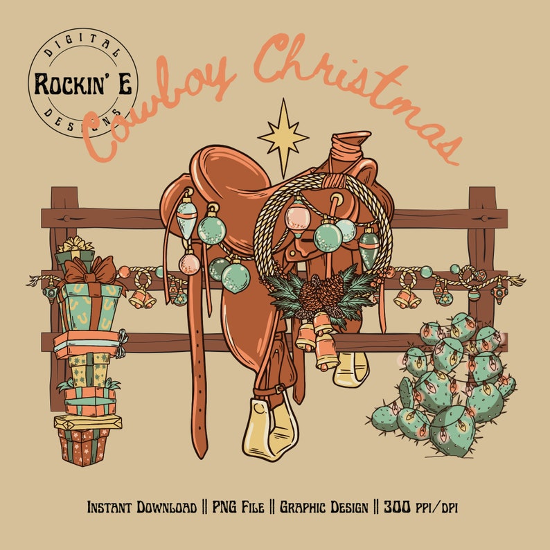 Cowboy Christmas Western Digital Download, Western Christmas, Ranch ...