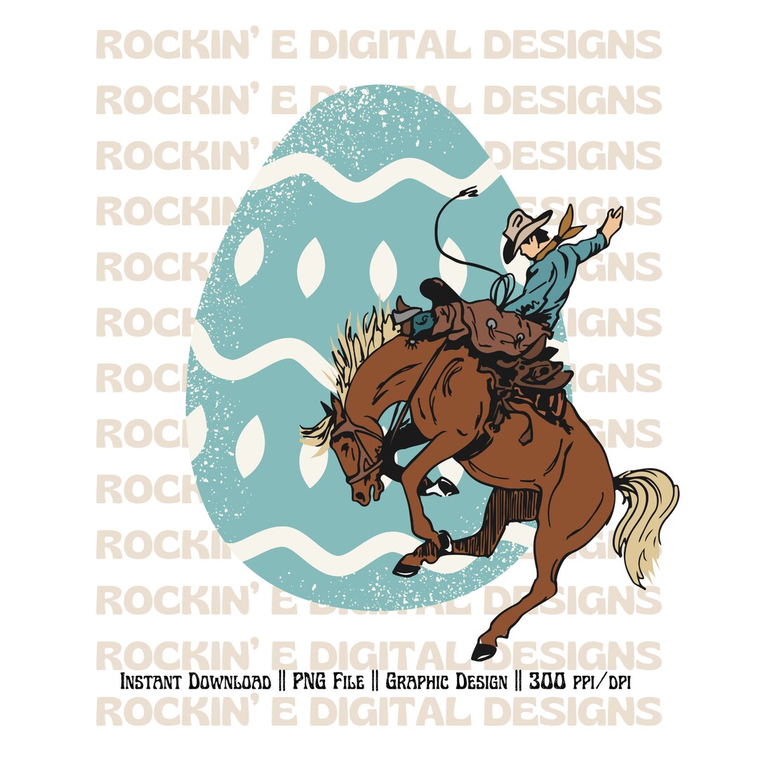 Easter Egg Bronc || Western Digital Download, Cowboy Easter, Bucking ...