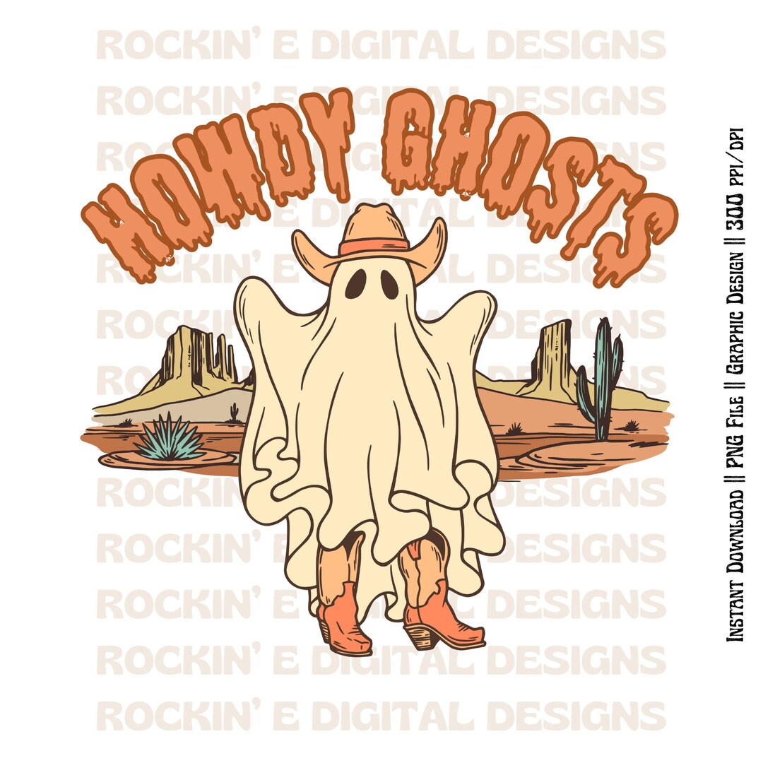 Howdy Ghosts || Western Digital Download, Western Halloween Graphics ...