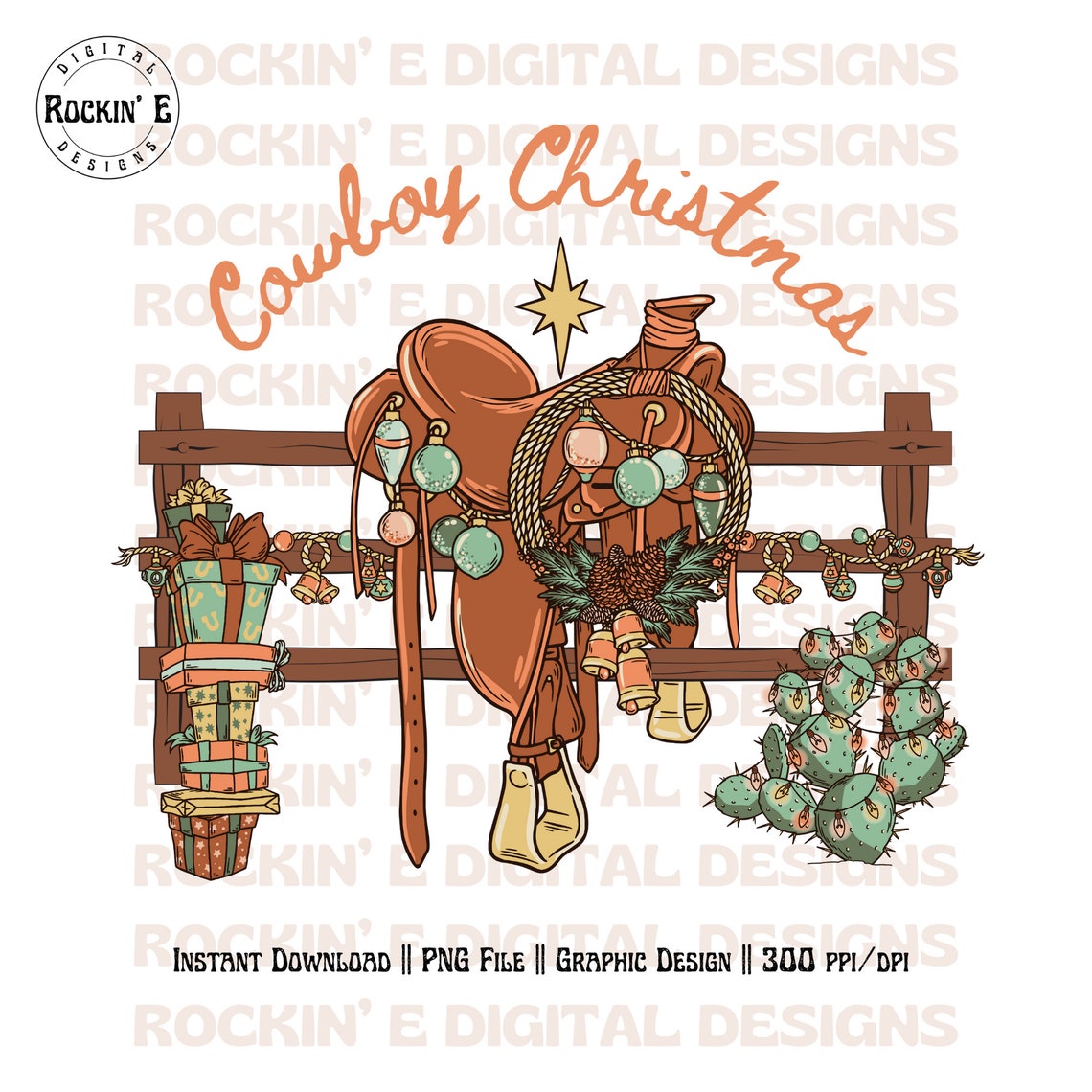 Cowboy Christmas Western Digital Download, Western Christmas, Ranch ...