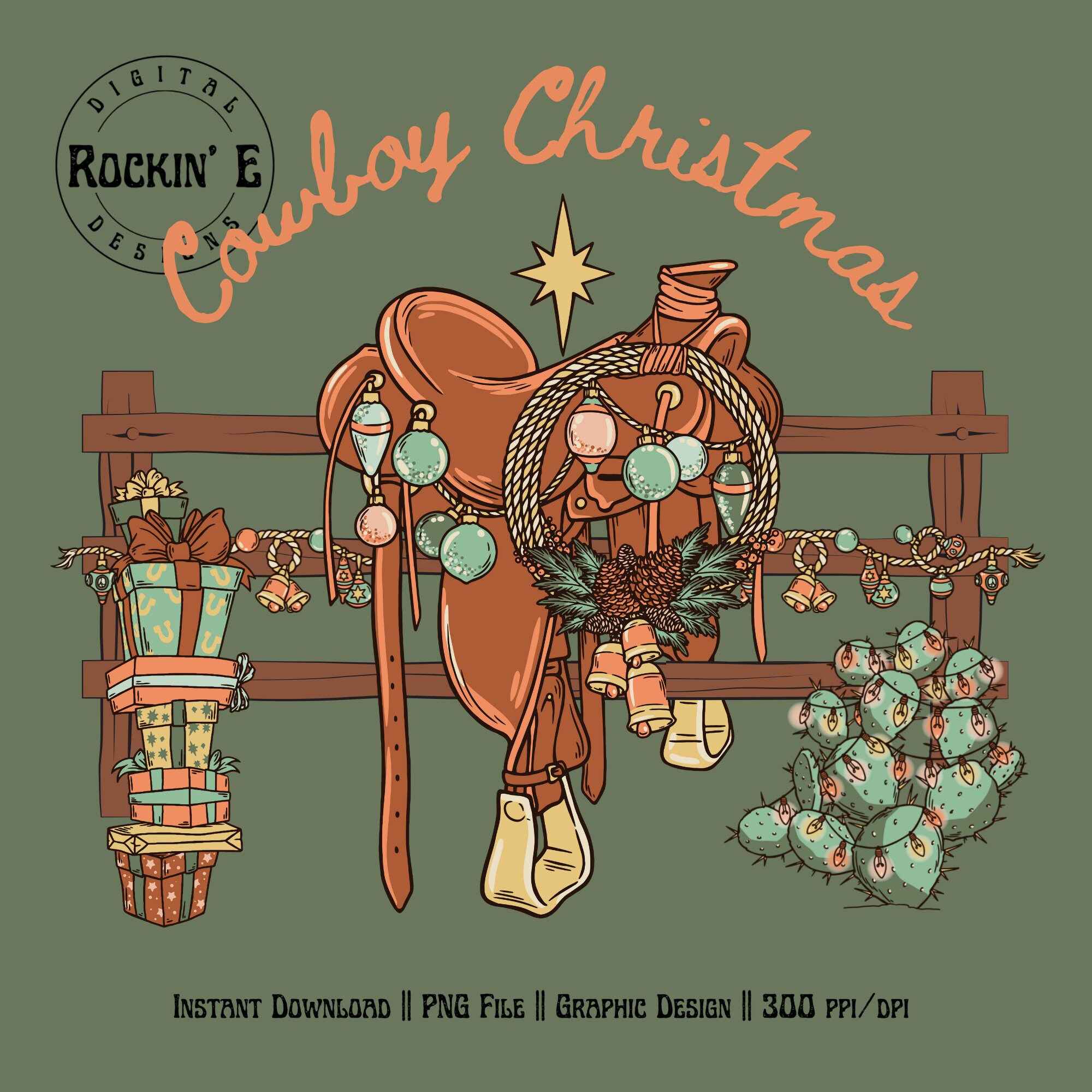 Cowboy Christmas Western Digital Download, Western Christmas, Ranch ...