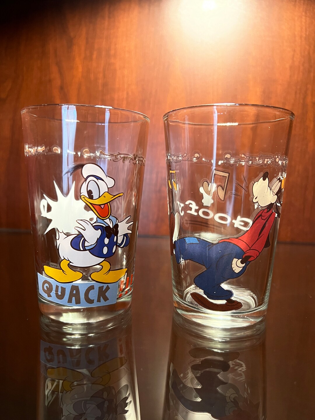Vintage Disney Donald Duck & Goofy Juice Glasses - Retro Glassware - Etsy