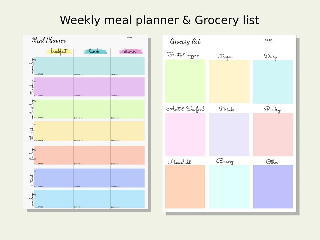 Meal Planner, Grocery List Printable, Printable Meal Planner, Menu Plan ...