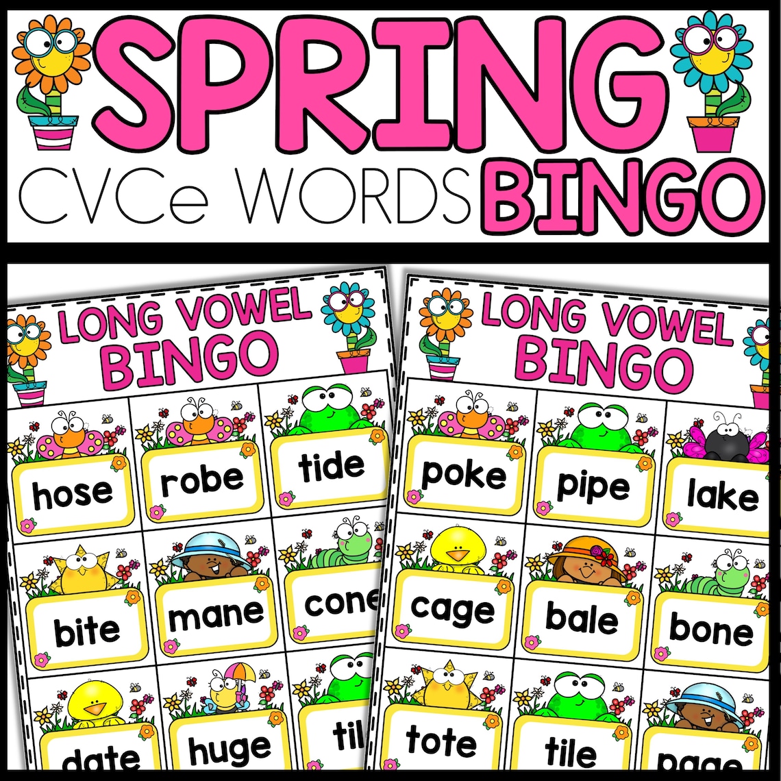 Spring Long Vowel Words Bingo Game Cards, Cvce Bingo Game Cards - Etsy