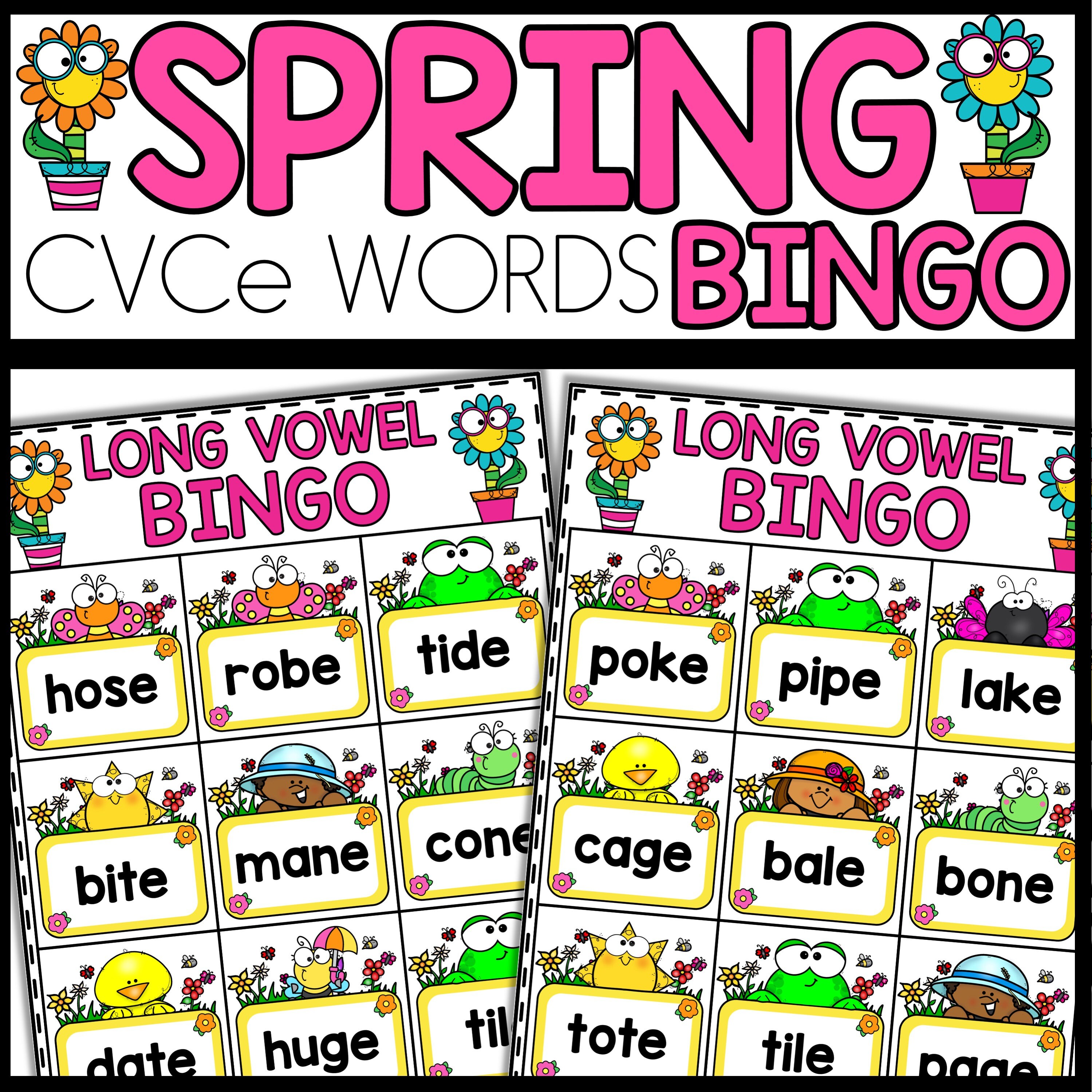 Spring Long Vowel Words Bingo Game Cards, Cvce Bingo Game Cards - Etsy
