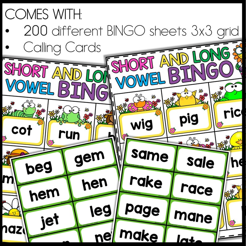 Spring Vowel Bingo Game: CVC & Cvce Words (digital Download) - Etsy