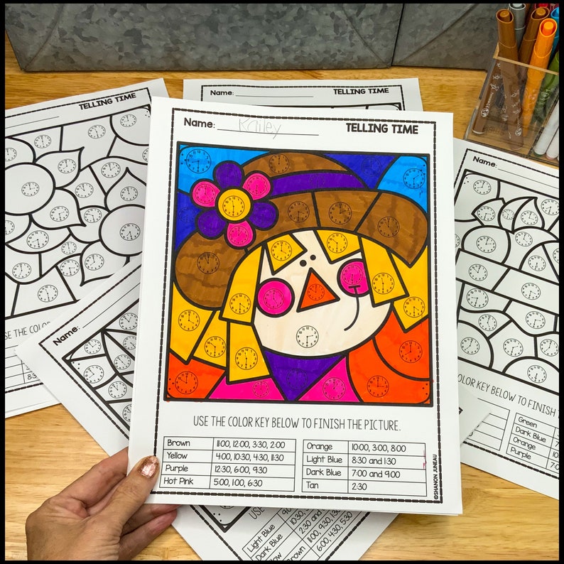 FALL Telling Time Color by Number Worksheets - Etsy.de