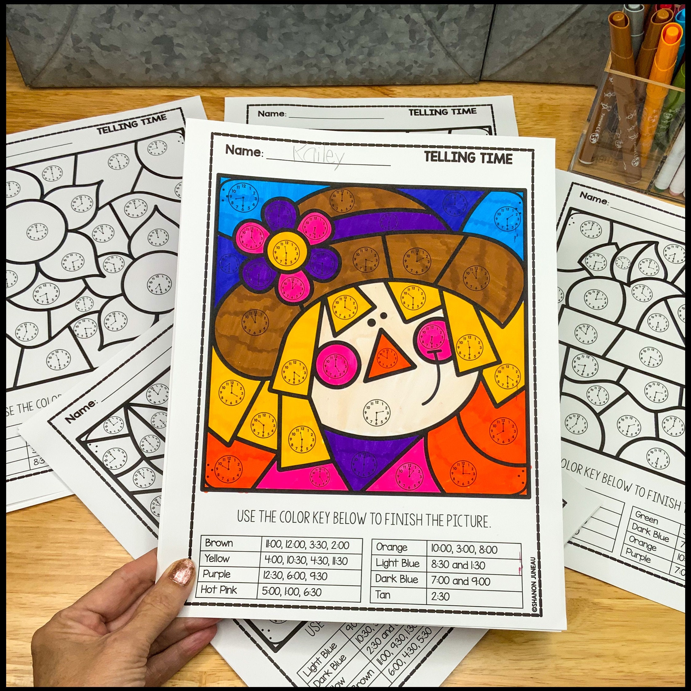 FALL Telling Time Color by Number Worksheets - Etsy