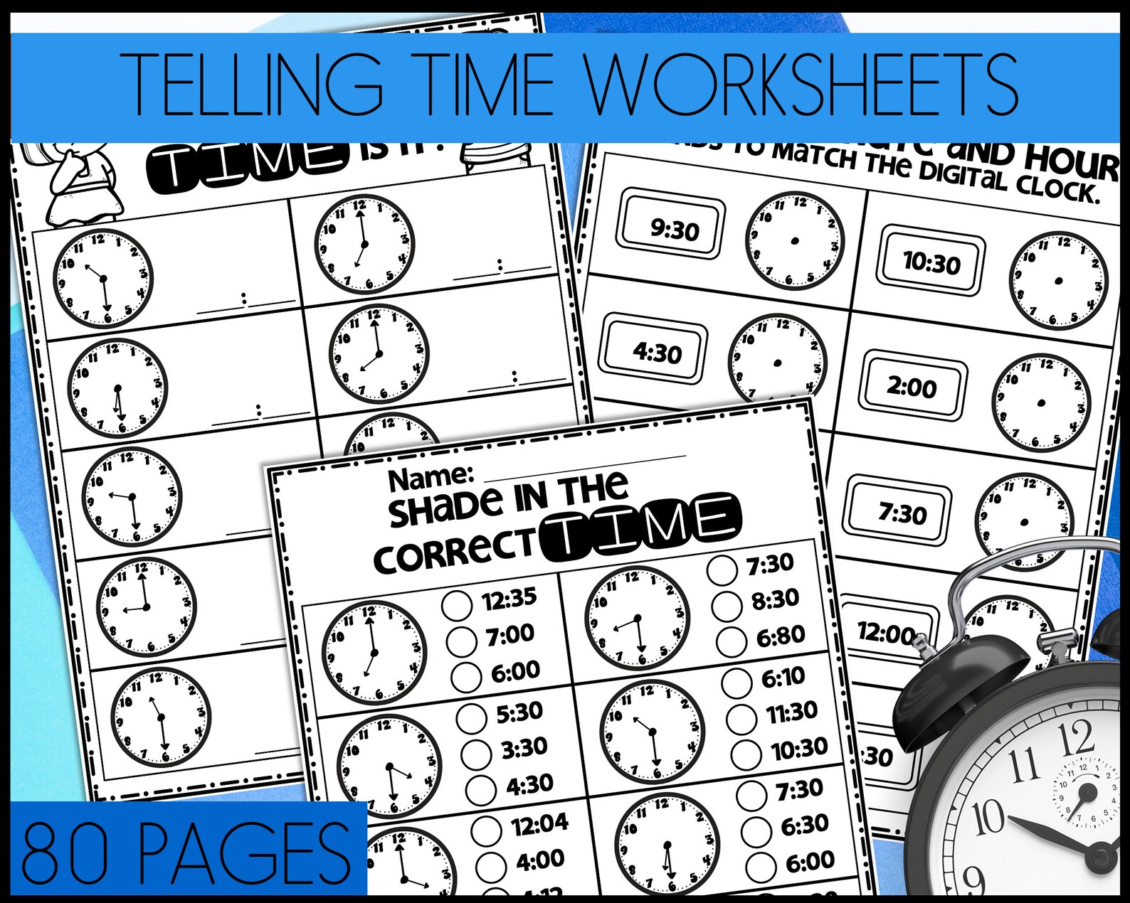 Telling Time Worksheets Printable Activity Book Homeschool - Etsy