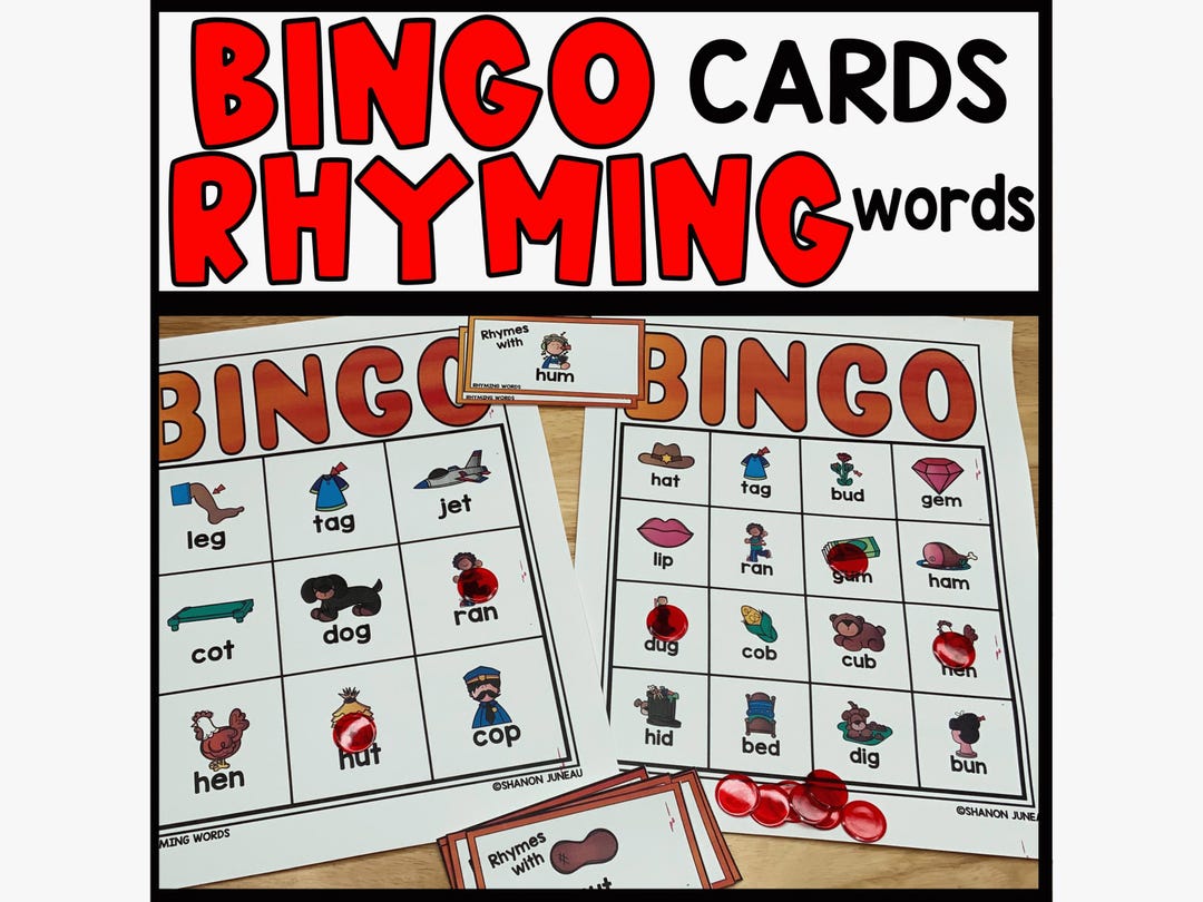 Rhyming Words Bingo Game: 1st Grade Sight Words (digital Download ...