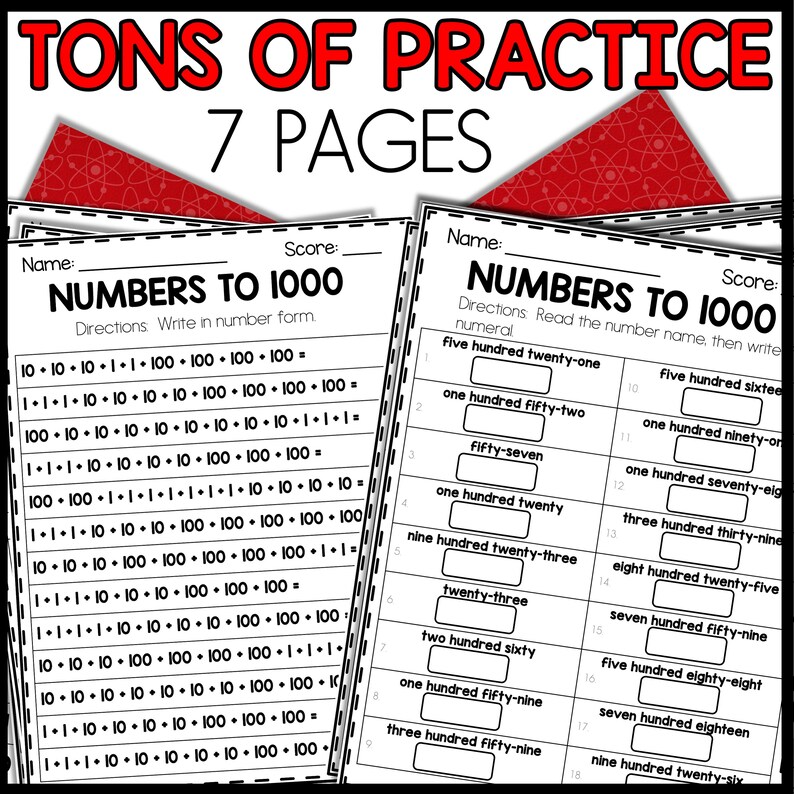 Numbers to 1000 Worksheets: Standard, Expanded Form (PDF) - Etsy