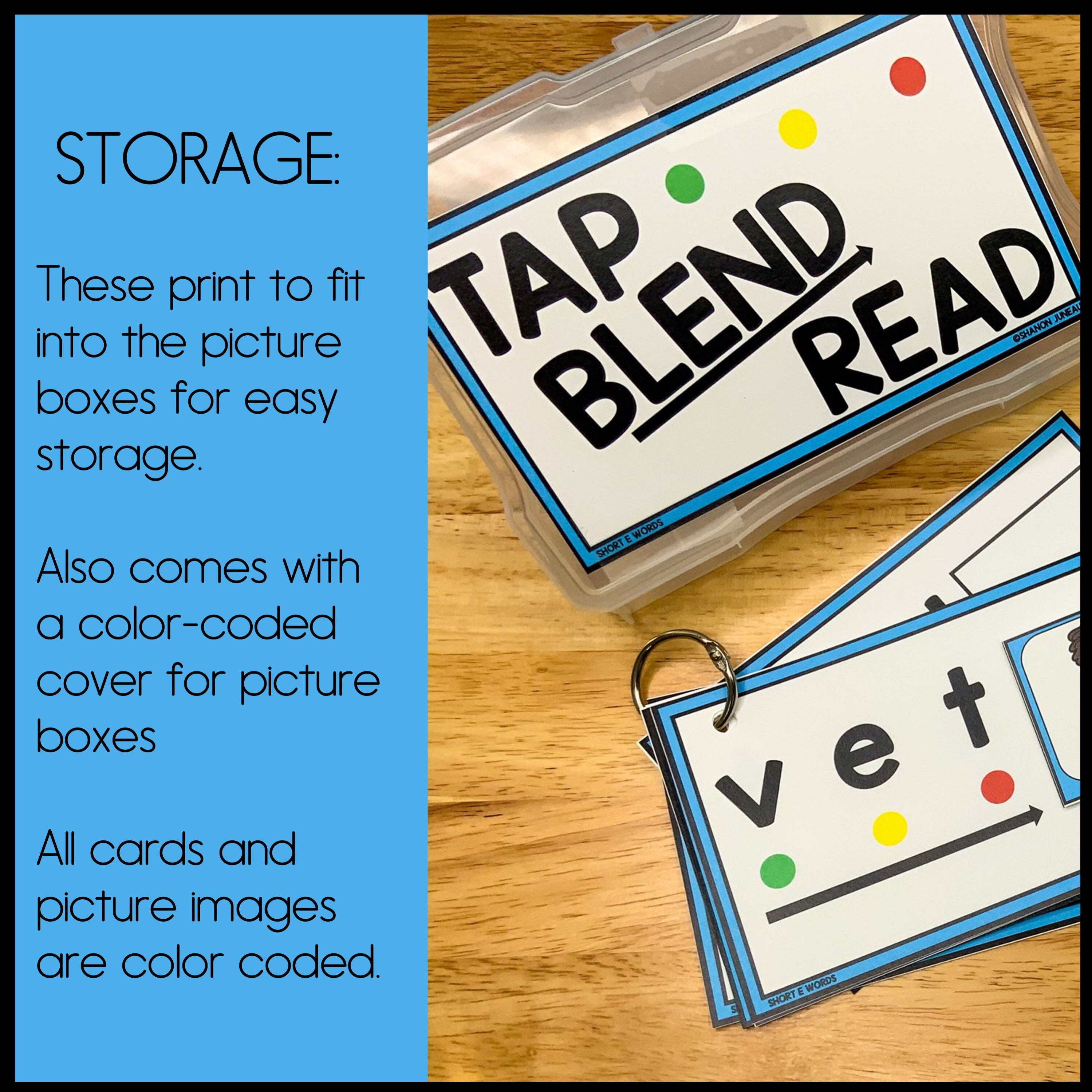 Tap, Blend, Read SHORT E Flash Cards, Phonics Activities, Short Vowel ...