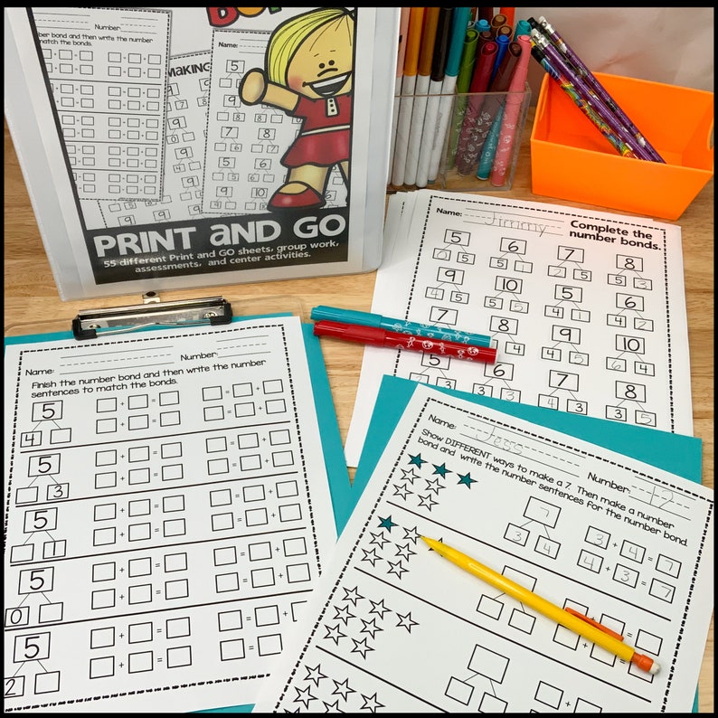 Number Bonds Math Worksheets: Missing Addends, Addition & Subtraction ...