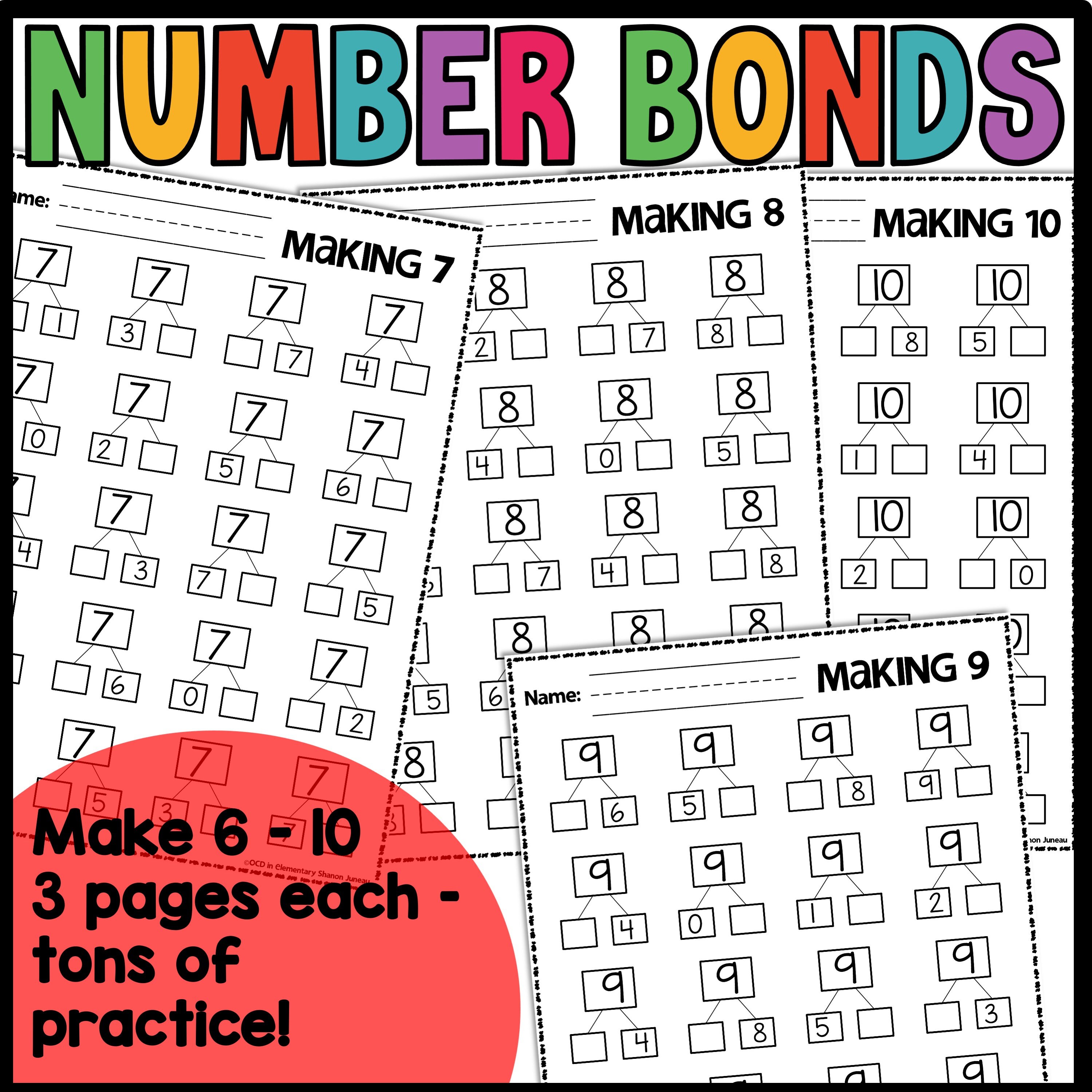 Number Bonds Worksheets Printable, Math Worksheets, Printable Activity ...