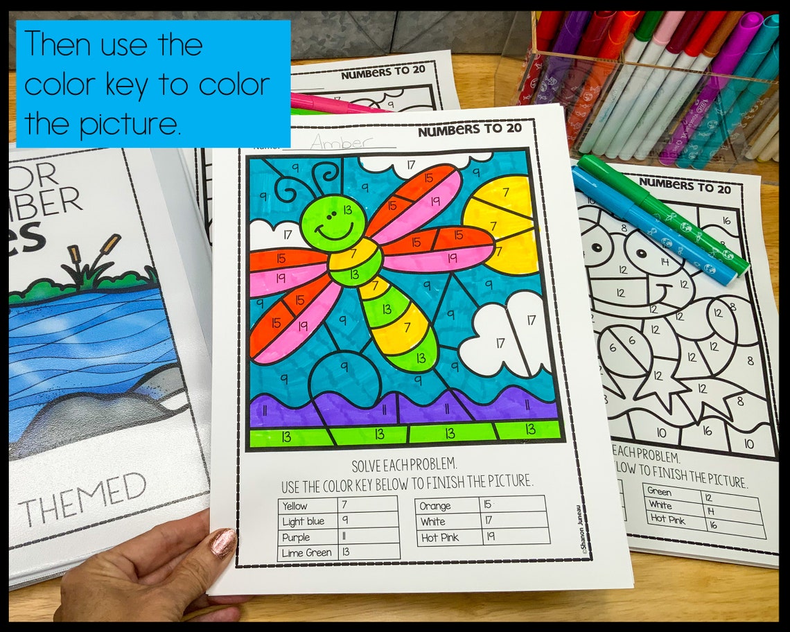 Number Recognition to 20 Color by Number Math Worksheets, Kindergarten ...