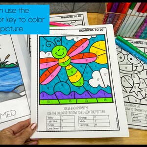 Number Recognition to 20 Color by Number Math Worksheets, Kindergarten ...