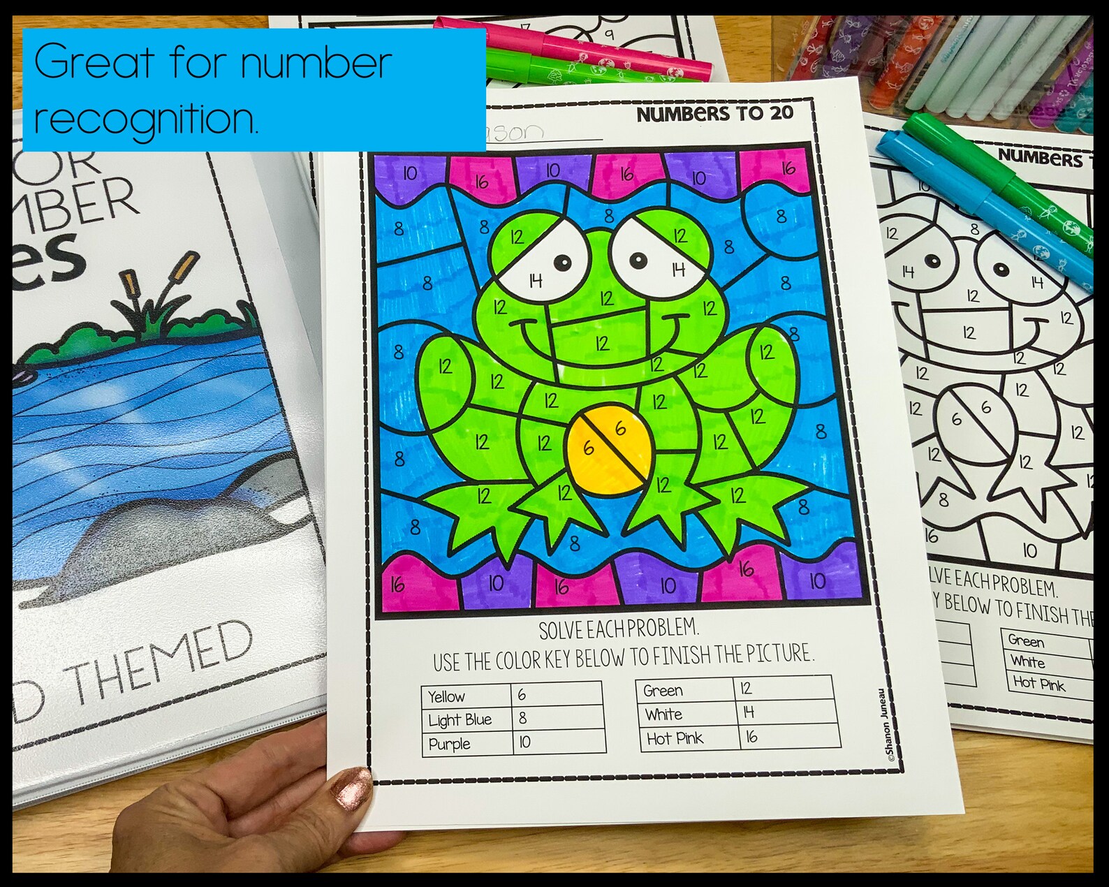 Number Recognition to 20 Color by Number Math Worksheets, Kindergarten ...