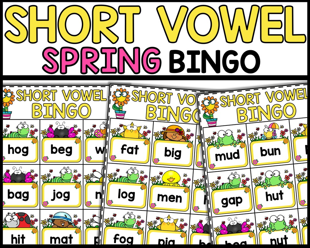 Spring Short Vowel Words Bingo Game Cards, CVC Bingo Game Cards - Etsy