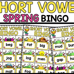 Spring Short Vowel Words Bingo Game Cards, CVC Bingo Game Cards - Etsy