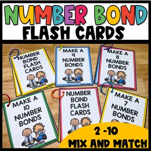 Number Bond Flash Cards, Math, Decomposing Numbers, Addition and ...