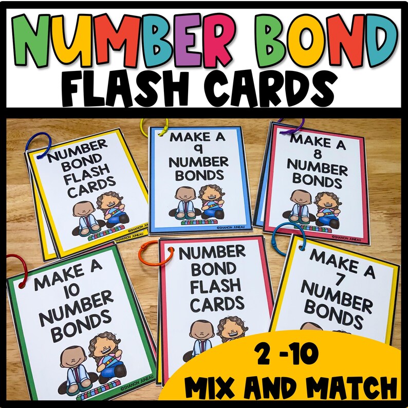 Number Bond Flash Cards, Math, Decomposing Numbers, Addition and ...