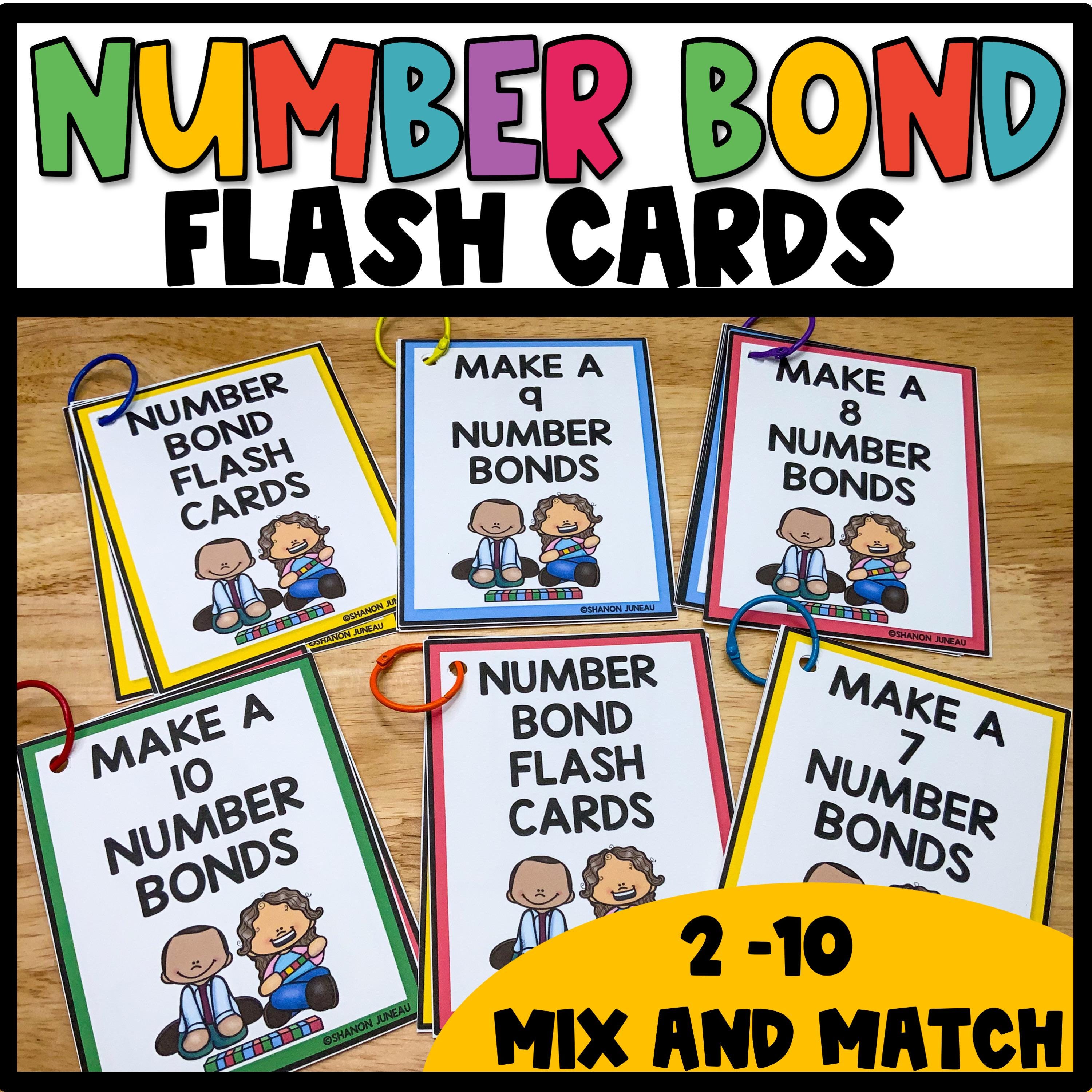 Number Bond Flash Cards, Math, Decomposing Numbers, Addition and ...