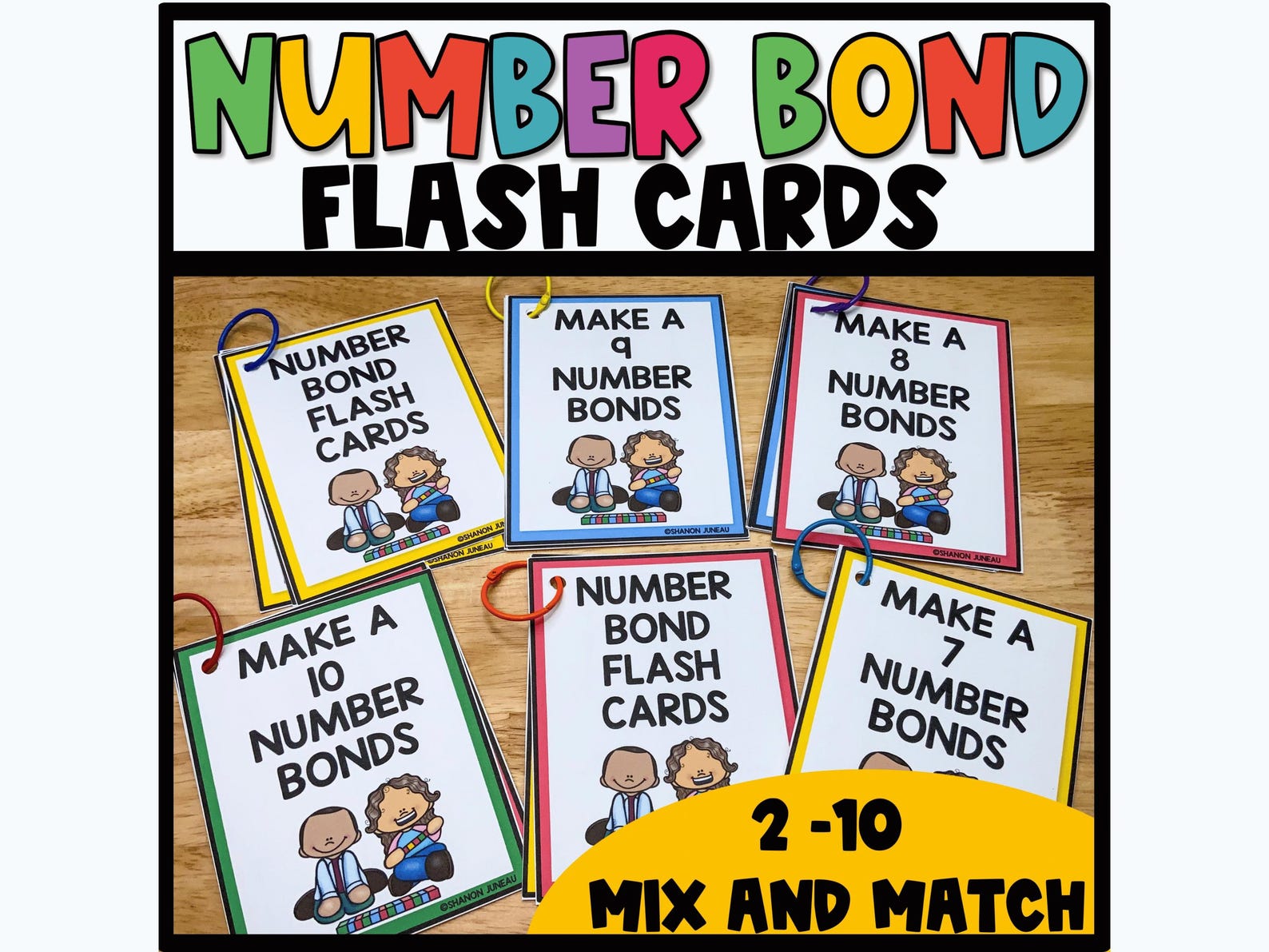 Number Bond Flash Cards, Math, Decomposing Numbers, Addition and ...