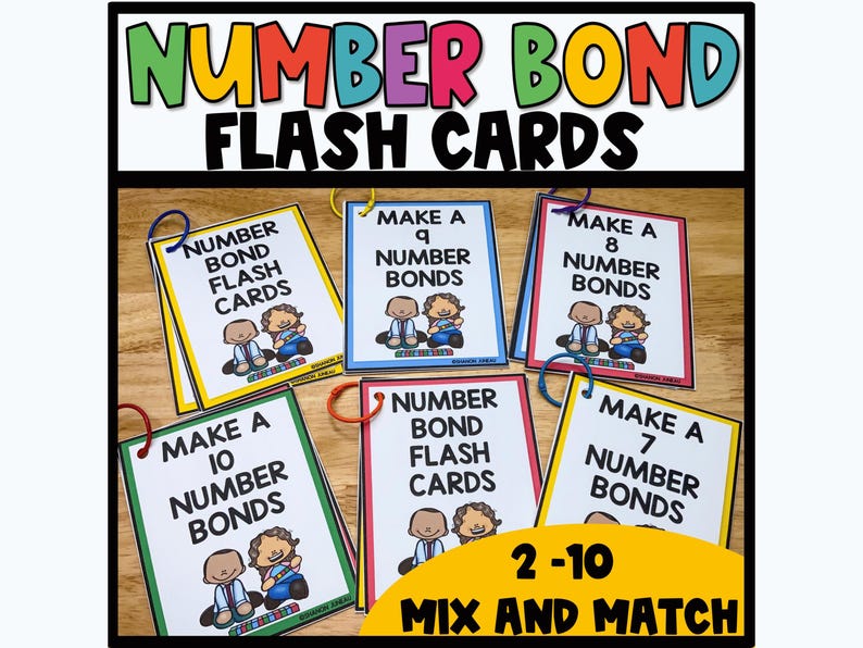 Number Bond Flash Cards, Math, Decomposing Numbers, Addition and ...
